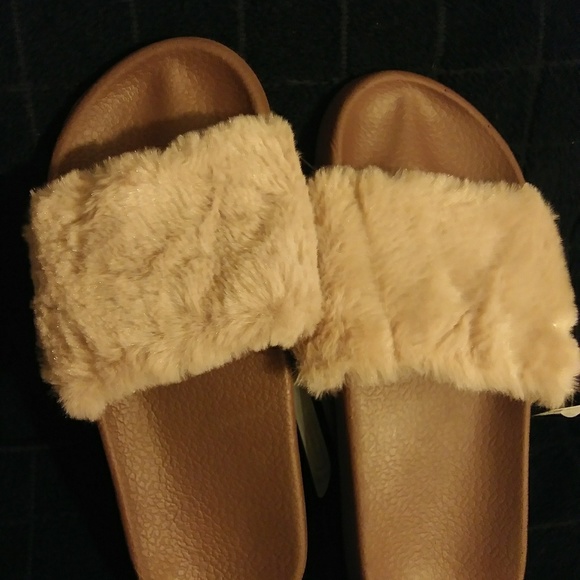 Shoes | New Pair Of Pink Fuzzy Slides | Poshmark